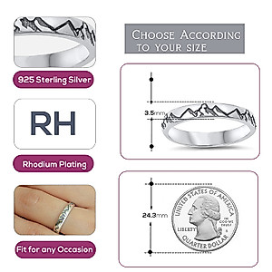 CloseoutWarehouse 925 Sterling Silver Oxidized Mountains Classic Eternity Band Ring Size 10