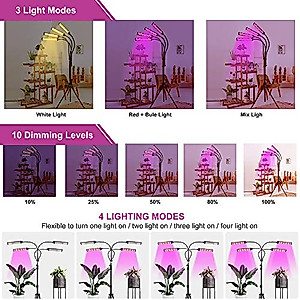 LED Grow Light Indoor Plants - 300W 420LED Plant Light with 63" Extendable Tripod Stand,Dual Controllers,Full Spectrum,4/8/12H Timer,Adjustable Gooseneck,4 Switch Modes for Greenhouse Veg and Flower