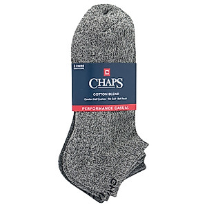Chaps Men's Marl Low Cut Dress Socks-3 Pair Pack-Casual Comfortable Cotton Blend, Black Assorted, Shoe Size: 6-12