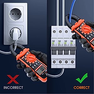 FKM Clamp Meter, Multimeter T-RMS 6000 Counts, AC/DC Current and Voltage Tester Auto-ranging, Measure Current Voltage Temperature Capacitance Resistance Diodes Continuity Duty-Cycle, Backlight & LED