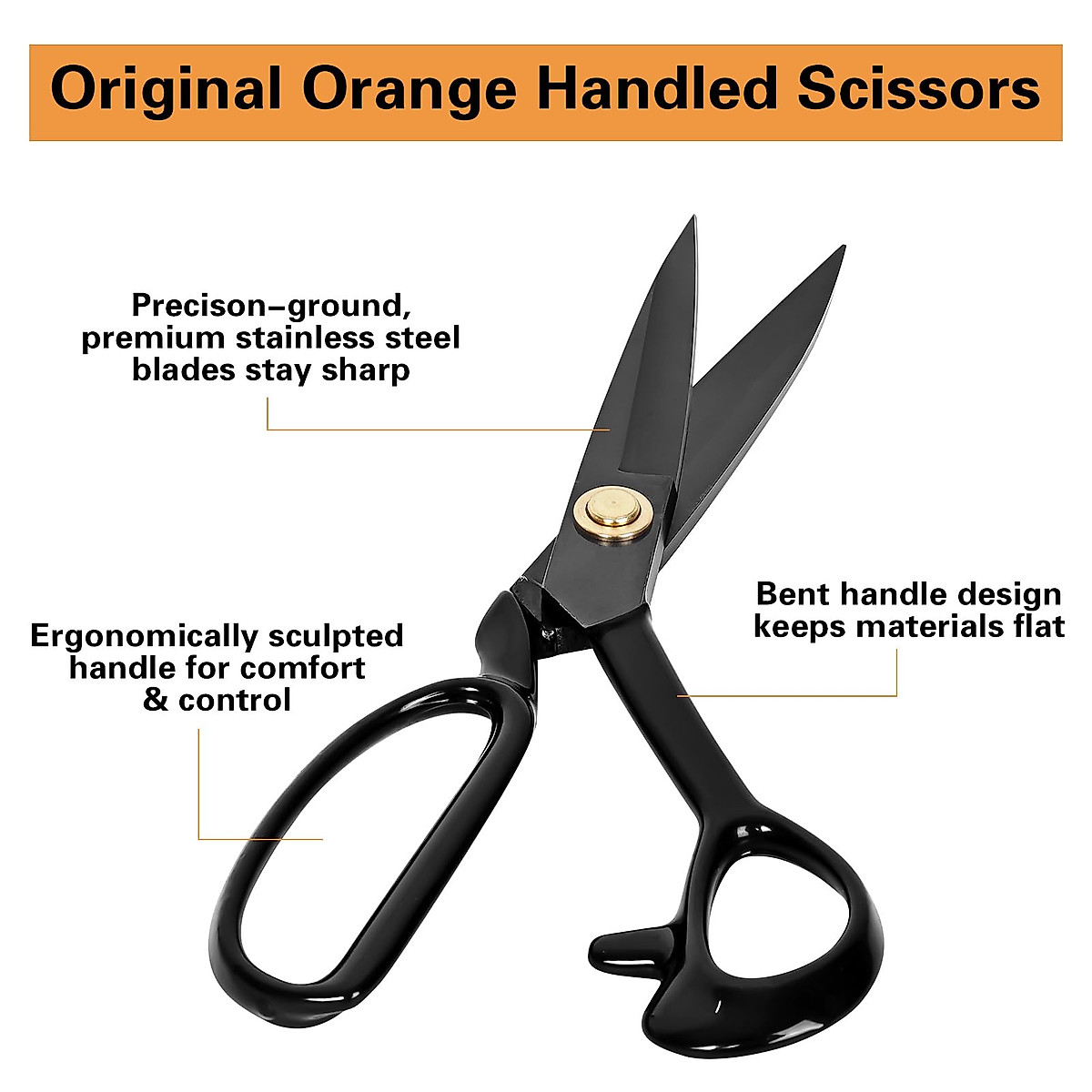 Fabric Scissors 8 Inch Professional Tailor Scissors - Heavy Duty Sewing Scissors for Leather Cutting Industrial Sharp Shears Office Artists Tailors Dressmakers