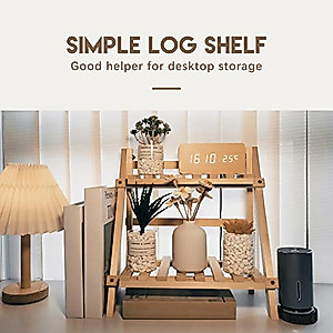 Wooden Double Layer Rack Desk Storage Organizer, Foldable 2-Tier Ladder Shelves, Durable Shelf Flower Pot Seasoning Racks, Sundries Shelf, Home Decor Ladder, 34 x 18 35 cm