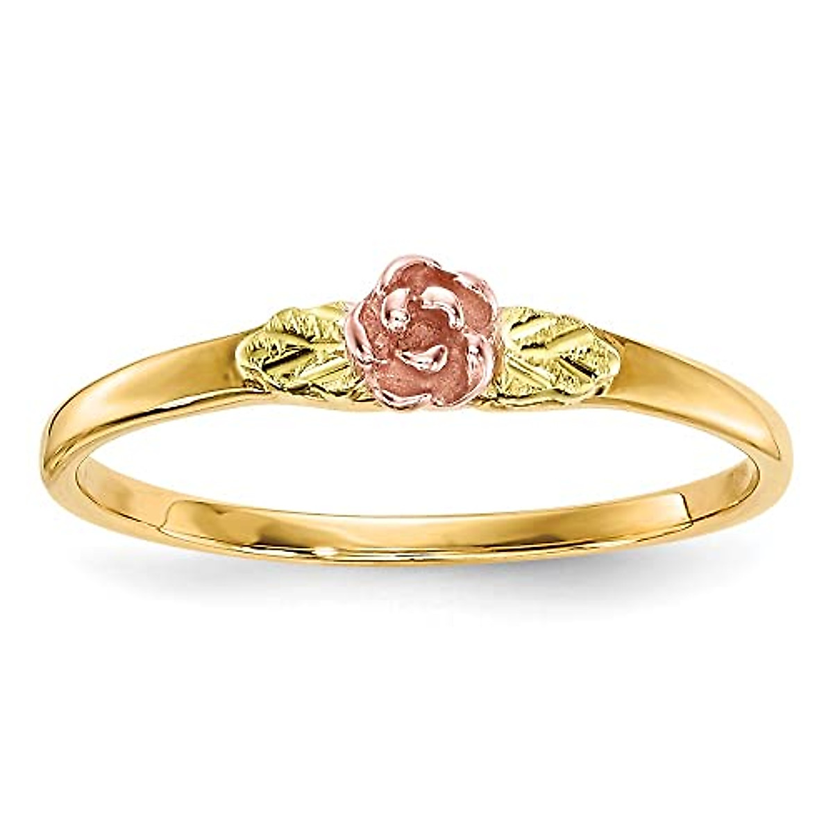 10K Tri Color Black Hills Gold Rose Flower Ring Size 7