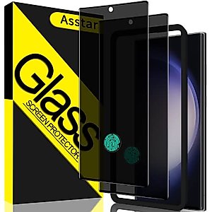 Asstar [2 Pack Samsung Galaxy S23 Ultra Privacy Screen Protector,Support Fingerprint Unlock Screen Protector for Samsung Galaxy S23 Ultra,9H Hardness Tempered Glass Film,Anti-Scratch Case Friendly