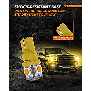 SEALIGHT 194 LED Bulb, 168 T10 LED Bulb Amber 2700k Yellow 2825 for Turn Signal Side Marker Dome Lights, 12V Cab Running Parking Tail Lights, (Pack of 10)