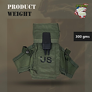 Ammo Can Man US Military Issue OD Olive Drab Green Rifle Magazine Mag Ammo Small Arms Pouch Case with Dual Grenade Carrier and Alice Attachment Clips