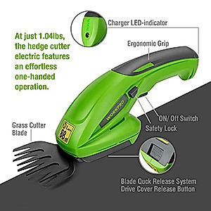 WORKPRO Cordless Grass Shear & Shrubbery Trimmer and Garden Flooring Knee Pads with Foam Padding, Electric Grass Trimmer Hedge Shears/Grass Cutter Rechargeable Lithium-Ion Battery and Charger Included