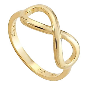 Beaux Bijoux 14k Gold Plated Silver Infinity Ring for Women | Gold Infinity Designed Band Ring