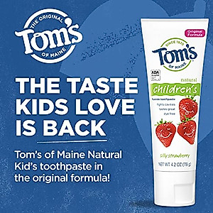Tom's of Maine Natural Kid's Fluoride Toothpaste, Silly Strawberry, 5.1 oz. (back in original formula)