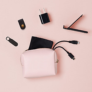 Pinch Provisions Tech Kit, Blush Tech Accessories Bag Filled with 8 Essentials Including Cord Organizer, Charging Cord, USB, Ideal Gift for Work, Christmas & Birthdays, Portable Pouch