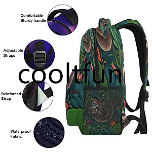 Sloth School Backpack for Girls Boys,Sloth Bookbag Ages 6-13 Book Bag Cartoon Sloth Backpack for Kid