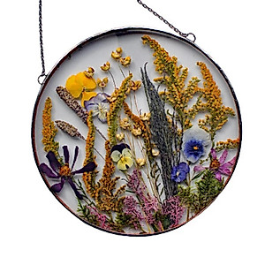 couraged Pressed Flower Ornament Frame, Hanging Acrylic Frame with Pressed Flower, Dried Flower Frame Art Decor, Exquisite Wall Frame Hangings for Home Office Garden