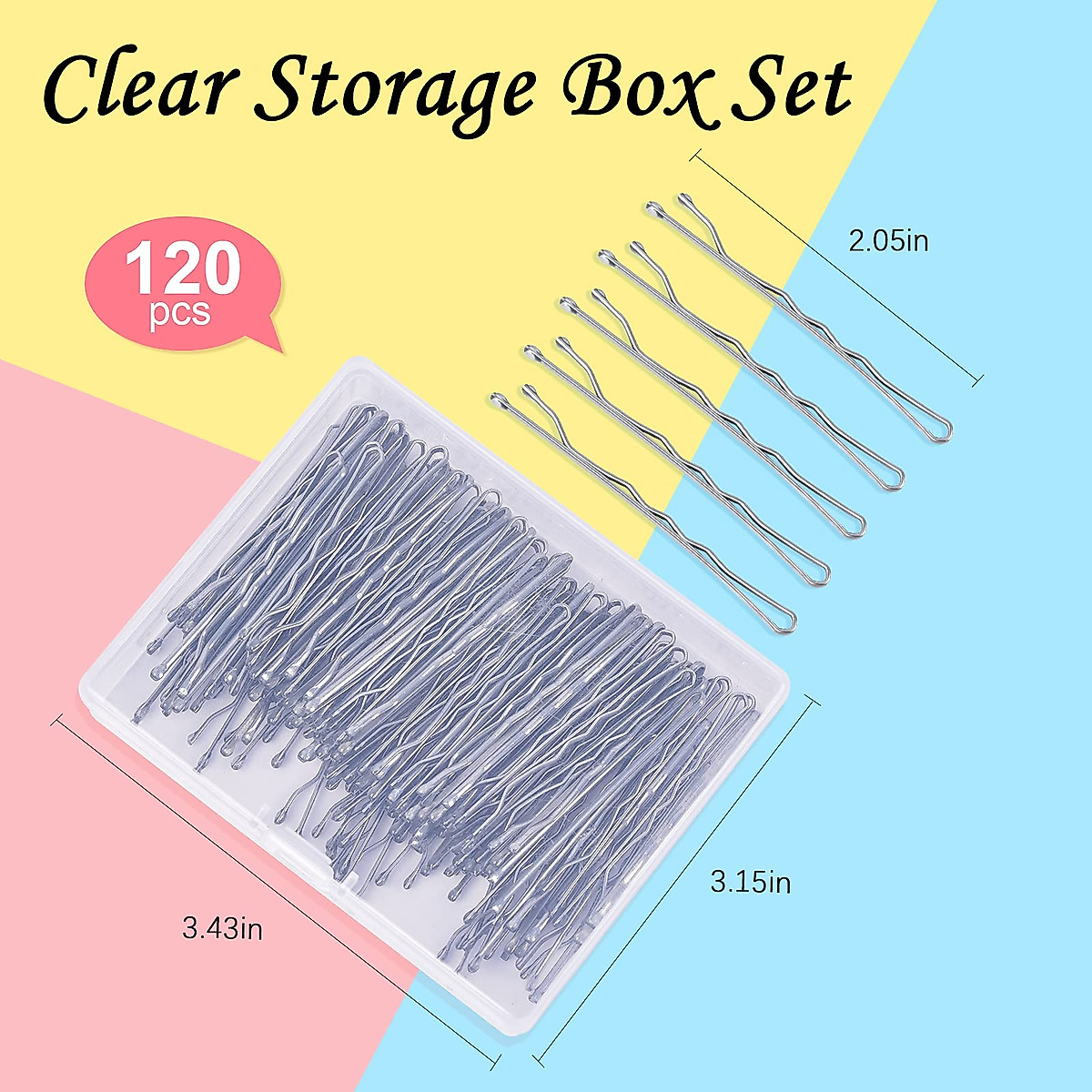 MORGLES Silver Bobby Pins for Gray Hair 120PCS 2Inches Hair Pins for Women with Box