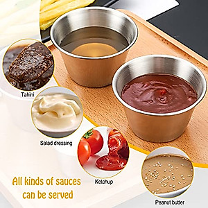 Salad Dressing Container To Go, Reusable Small Containers With Lids , Stainless Steel Condiment Containers With Silicone Lids, Small Sauce Containers For Lunch Box, Easy Open, Leakproof(3 Pack,70ml)