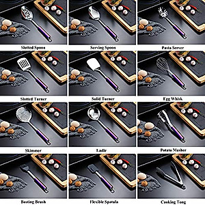 Kitchen Utensils Set, 12 Pieces Cooking Utensils Set With Rainbow Handle, Rainbow Handle Kitchen Tools Set For Non-Stick Cookware, Kitchen Gadgets Pack of 12(Colorful)