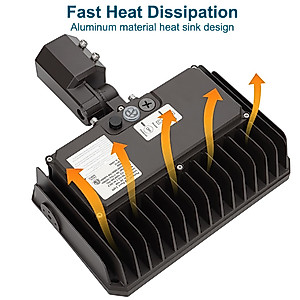 Xbuyee 150W LED Flood Light with Dusk-to-Dawn Photocell, 130lm/W 5000K Daylight 100-277V IP65 Waterproof, 150W-100W-75W Adjustable, LED Parking Lot Light with Slip Fitter Mount, ETL