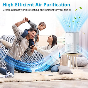 Air Purifiers for Home Large Room up to 1500ft²,Tailulu H13 True HEPA Air Cleaner with 360°Air Inlet, 15dB Air Purifier for Bedroom with Sleep Mode,Speed Control,Timer, for Odor Dust Smoke (white)