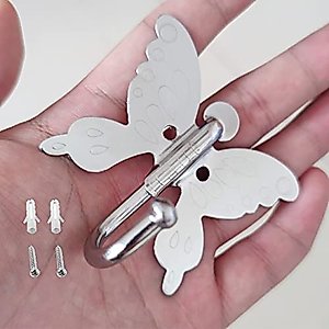 AOLZUNK 5 Set Butterfly Shape Single Hook, Clothes Hooks, Cap Hooks, Key Hooks, Hanger Hooks for Robe Towel Coat Hooks in Bathroom Kitchen Sticky Hooks