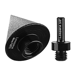 Lospara Diamond Beveling Chamfer Bits with Core Drill Adapter, Calidad Tile Tools 5/8"-11 Thread for Existing Hole Trimming Finishing Cleaning Enlarging Marble Porcelain Tiles Granite, Black (48mm)