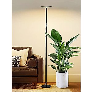 chiphy Floor Lamp, All Metal Standing Lamp, 40W/2600LM Dimmable Grow Light, Eye Protection Natural Sunlight, 69" Heights Adjustable Tall Lamp for Living Room,Bedroom,Reading,Piano,Sofa