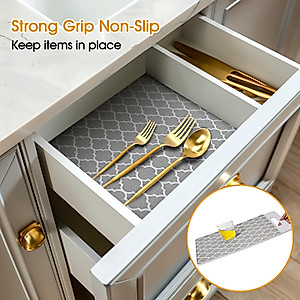 Shinlendid Shelf Liner Drawer Liner for Kitchen Cabinet Non-Adhesive, Strong Grip Anti Slip Cabinet Liners for Shelves, Durable Waterproof Cupboard Liner, Gray, 12 in x 10 Feet