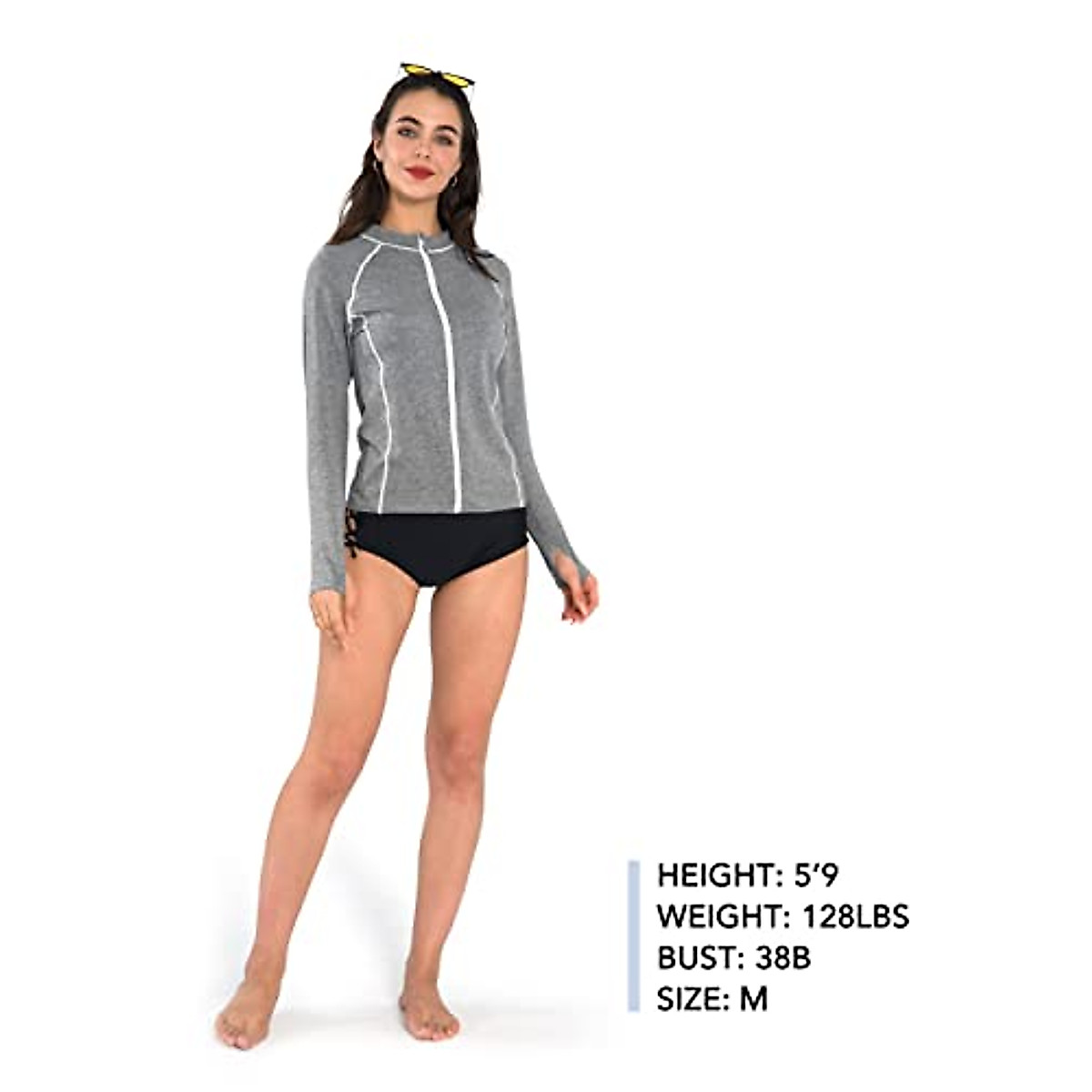 Actleis Women's Long Sleeve Rash Guard UPF 50+ UV Sun Protection Swim Shirt Medium Heather Gray
