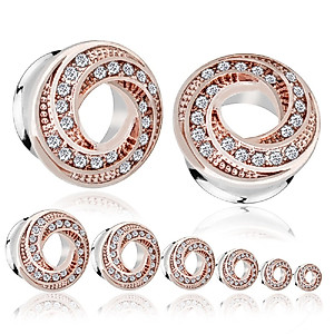 Kokoma Crystal Ear Plugs (Rose Gold-10mm(00G))