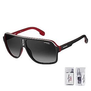 Carrera CA1001/S 0BLX/9O 62M Matte Black Red/Dark Gray Gradient Plastic Aviator Sunglasses For Men/Women+BUNDLE with Designer iWear Kit