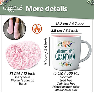 Triple Gifffted Best Grandma Ever Gifts Ideas for Grandmother From Grandkids, Coffee Mug and Socks From Grandson Granddaughter, Grandparent Birthday, Christmas, Mothers Day, Ceramic Cup 380ml