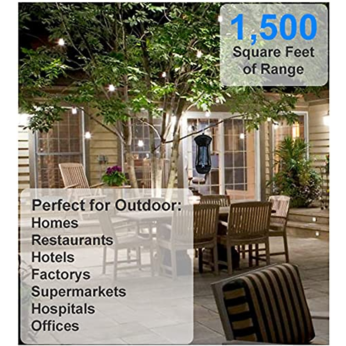 Awoco 18 W Outdoor Bug Zapper 4000V High Powered Electric Killer Fly Trap with 82” Extra Long Power Cord for Eliminating Flying Insects, Flies, Mosquitoes, and Moths