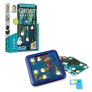 SmartGames Ghost Hunters Travel Game for Kids and Adults, a Spooky, STEM Focused Cognitive Skill-Building Brain Game - Brain Teaser for Ages 6 & Up, 60 Challenges
