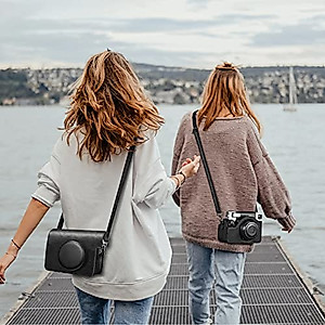 Fintie Protective Case for Fujifilm Instax Wide 300 Instant Film Camera - Premium Vegan Leather Bag Cover with Removable Strap, Vintage Black