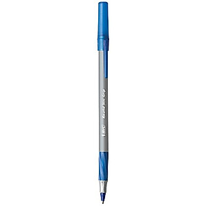 BIC Round Stic Grip Xtra Comfort Ballpoint Pen, Medium Point (1.2mm), Blue, 8-Count