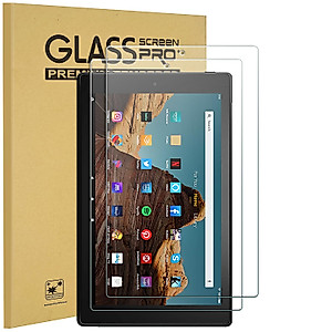 2-Pack Tempered Glass Screen Protector for Amazon Fire HD 10 Tablet 10.1" (7th / 9th Generation, 2017/2019 Release), Tempered Glass Film,Not fit Fire HD 10 2021 Version
