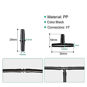 AquariumBasics 31M/101.8 Feet Black Aquarium Soft Airline Tubing Hose Standard with 10 Fish Tank Check Valves,10 pcs “I” and 10 pcs “T” Shape Aquarium Hose Connectors
