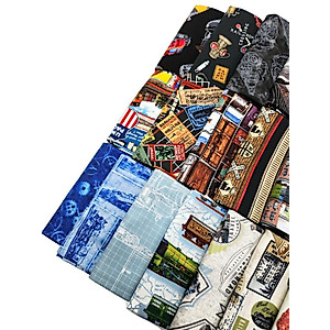 10 Fat Quarters Assorted Trains Locomotive Engine Railway Railroads Tracks Trains Signs Express Engineer Transportation Fat Quarter Bundle M491.04