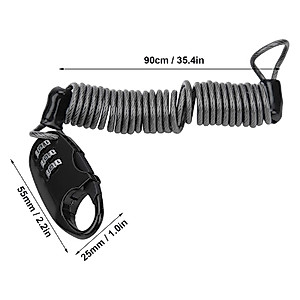 Motorcycle Helmet Lock, Heavy Duty Universal Combination Cable Lock, Anti-Theft Motorcycle Security 3 Digit Locking Chain Bike Motorcycle Lock Wire for Bike Helmet, Jacket, Cabinets & Luggage (Black)