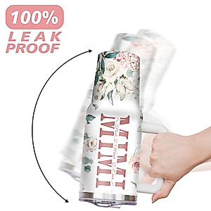 qoepfnsh Gifts for Mimi Grandmother Gift from Grandson Granddaughter on Birthday Mothers Day&Christmas 40 oz Tumblers with Handle and Straw Stainless Steel Insulated Travel Coffee Cup Mug