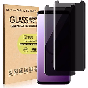 [2-Pack] SUKER Galaxy S9 Privacy Tempered Glass Anti-Spy Screen Protector [3D Curved] [Case Friendly] [9H Hardness] for Samsung Galaxy S9 (5.8"), Anti-Scratch, Bubble Free