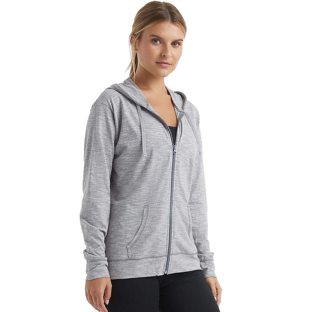 Hanes Womens Slub Knit Full-zip Hoodie, Textured Cotton Zip-up T-shirt For, Dada Gray Pe Heather, Large US