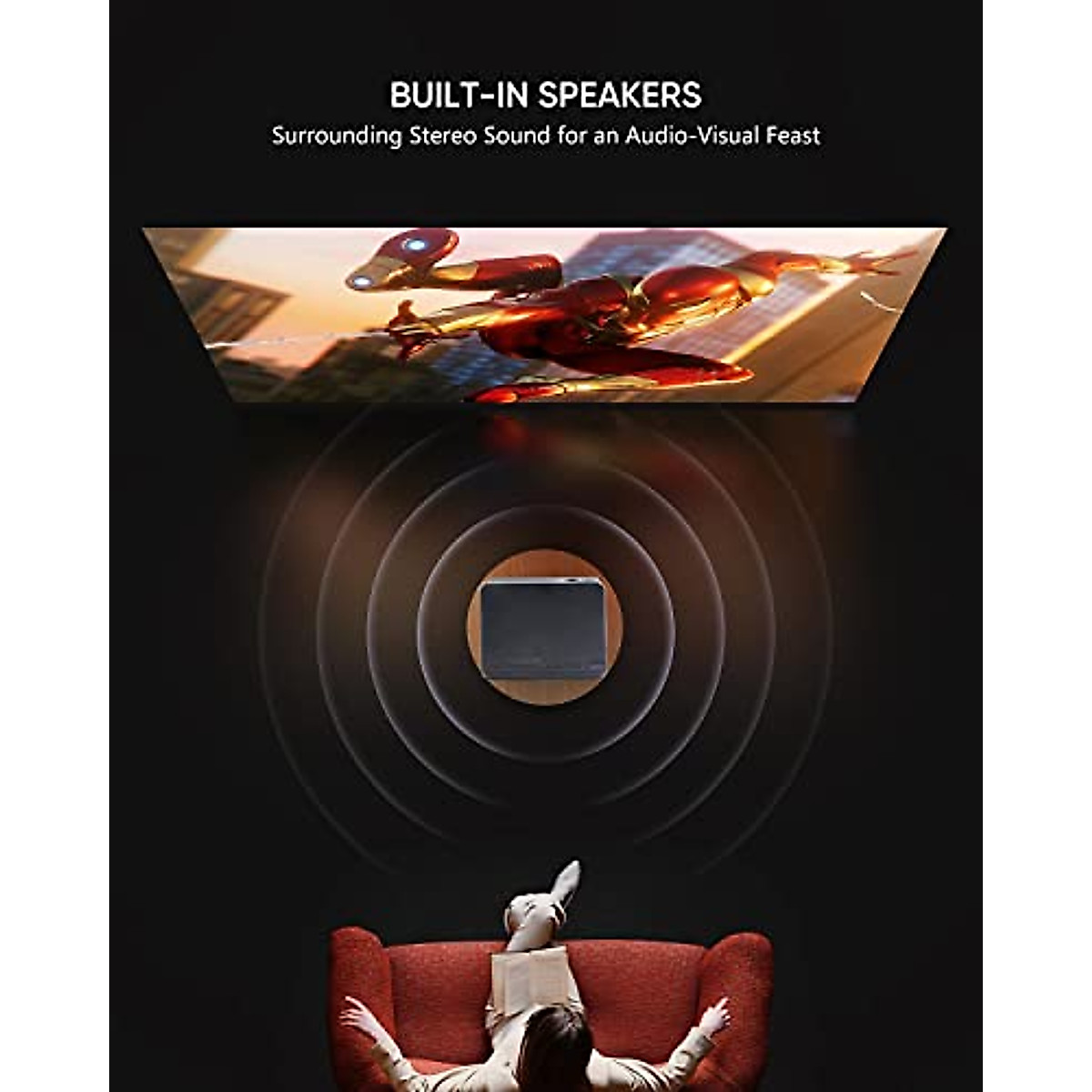 5G Mini Projector Portable with WiFi and Bluetooth, 6500 Lumens 1080P HD Movie Projector for iPhone, Laptop, PS5, XOBX, Fire Stick