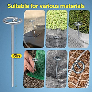 GZBEVITAR Landscape Fabric Pins, Thickened 8 Gauge Circle Top Landscape Pins-120 Pcs, Not Easy to Bend 6 inch Galvanized Landscape Fabric Stakes, More Holding Power Than U-Shape Garden Staples(120)