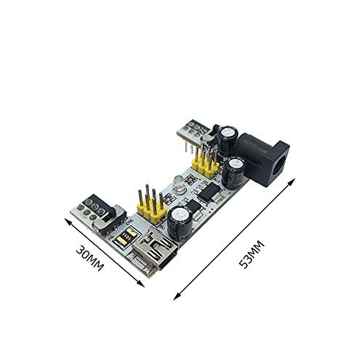 MB102 Mini Micro USB Interface Breadboard Power Supply Module MB-102 Module for DIY Kit White DC 7-12V 2 Channel Board,Micro USB