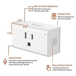 Tenda Beli Smart Plug SP3-Mini Smart Home WiFi Outlet | Works with Alexa Echo dot & Google Assisstant | Voice or App Remote Control | ETL/FCC Listed | No Hub Required,White,2-Pack