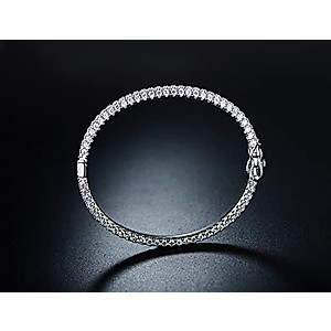 Barzel 18K Gold Plated Crystal Bling Eternity Bangle Bracelet (Silver)