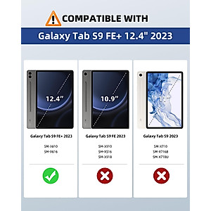 MoKo Case Fits Samsung Galaxy Tab S9 FE Plus 12.4-Inch 2023 (SM-X610/SM-X616), Lightweight Tablet Trifold Cover Case Transparent TPU + PC Back Shell with Pen Holder Slot/Auto-Wake, Black