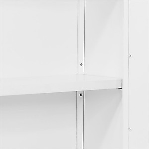 Alaterre Furniture Coventry Wall Mounted Bath Storage Cabinet with Two Doors and Open Shelf - White - 27" W x 29" H - Adjustable Interior Shelf - Bathroom Organizer and Space Saver