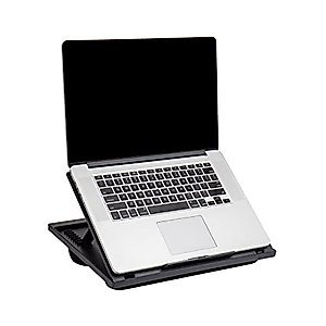 Mind Reader LTADJUST-BLK Adjustable Portable 8 Position Lap Top Desk with Built in Cushions, Black