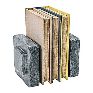 Main + Mesa Square Marble Bookends, Black