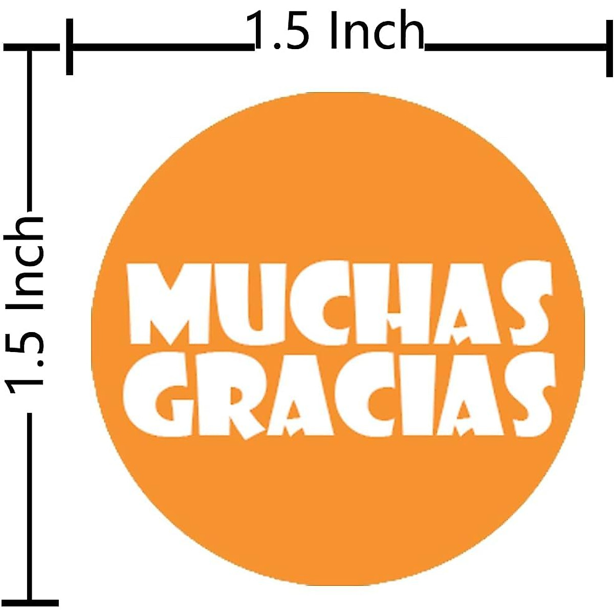 Top label Spanish Thank You Stickers, 1.5 Inch Round Stickers, 300 Pcs Per Pack